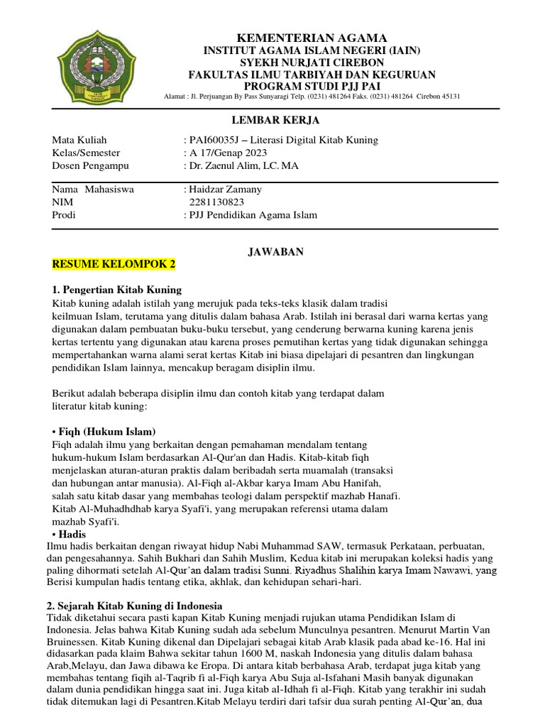 Literasi Digital Kitab Kuning Islam | PDF
