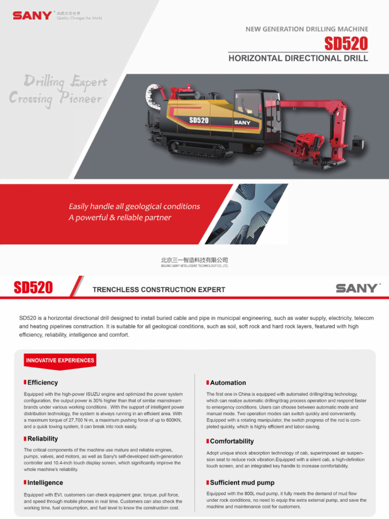 SANY Horizontal Directional Drilling | PDF | Engineering