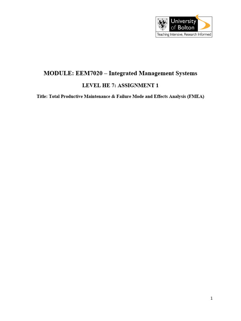 Total Productive Maintenance & FMEA Insights | PDF | Reliability Engineering | Systems Thinking