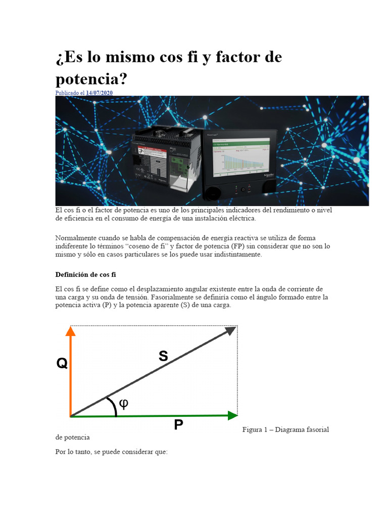 Es lo mismo cos fi y factor de potencia | PDF | Energia electrica ...