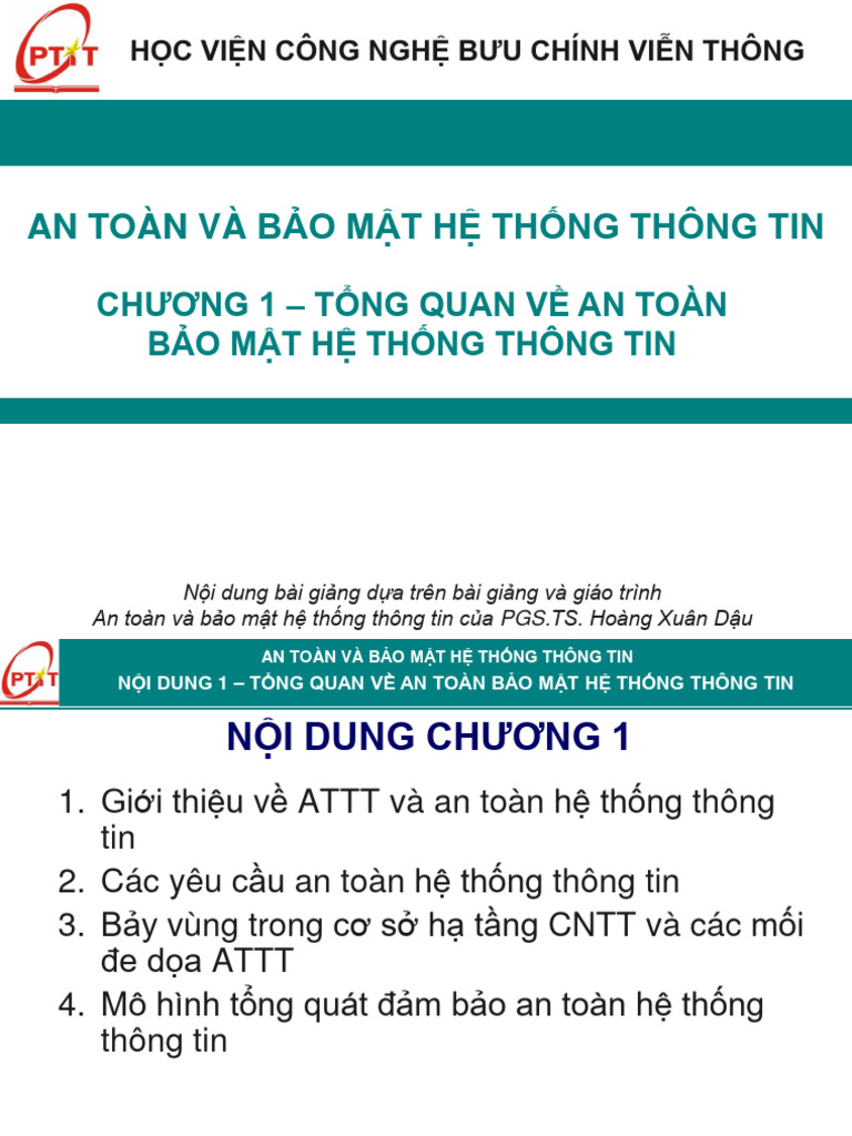 ATBM-Chuong 1 - Tong Quan Ve ATBM HTTT | PDF