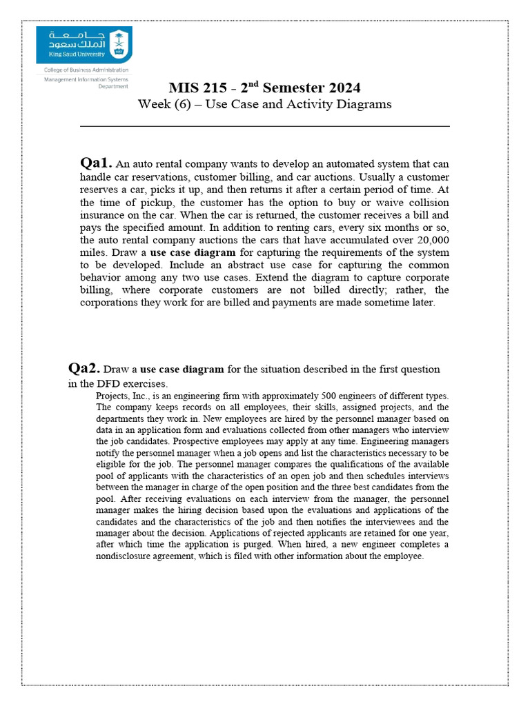Lab - W6 - Use Case and Activity | PDF | Consultant | Employment