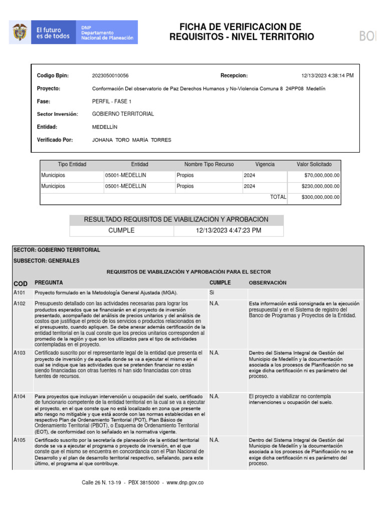 Ficha_de_Verificacion_Automatica_1647252023050010056 | PDF | Planificación | Presupuesto