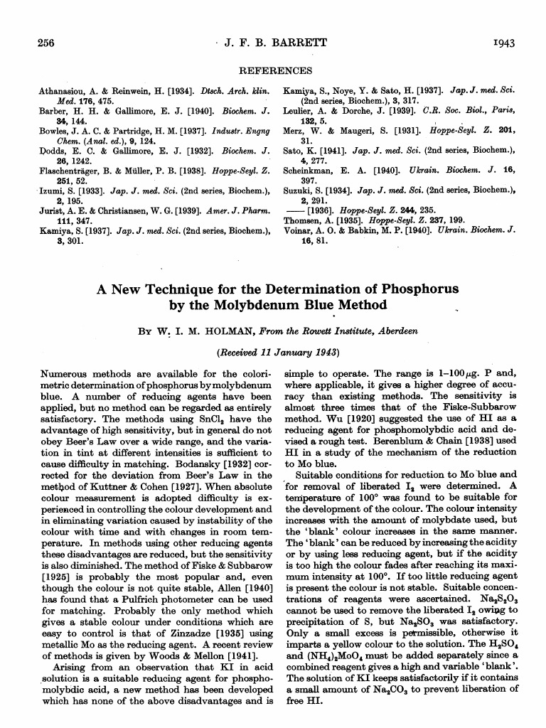 Technique by Molybdenum: A New For The Determination of Phosphorus The ...