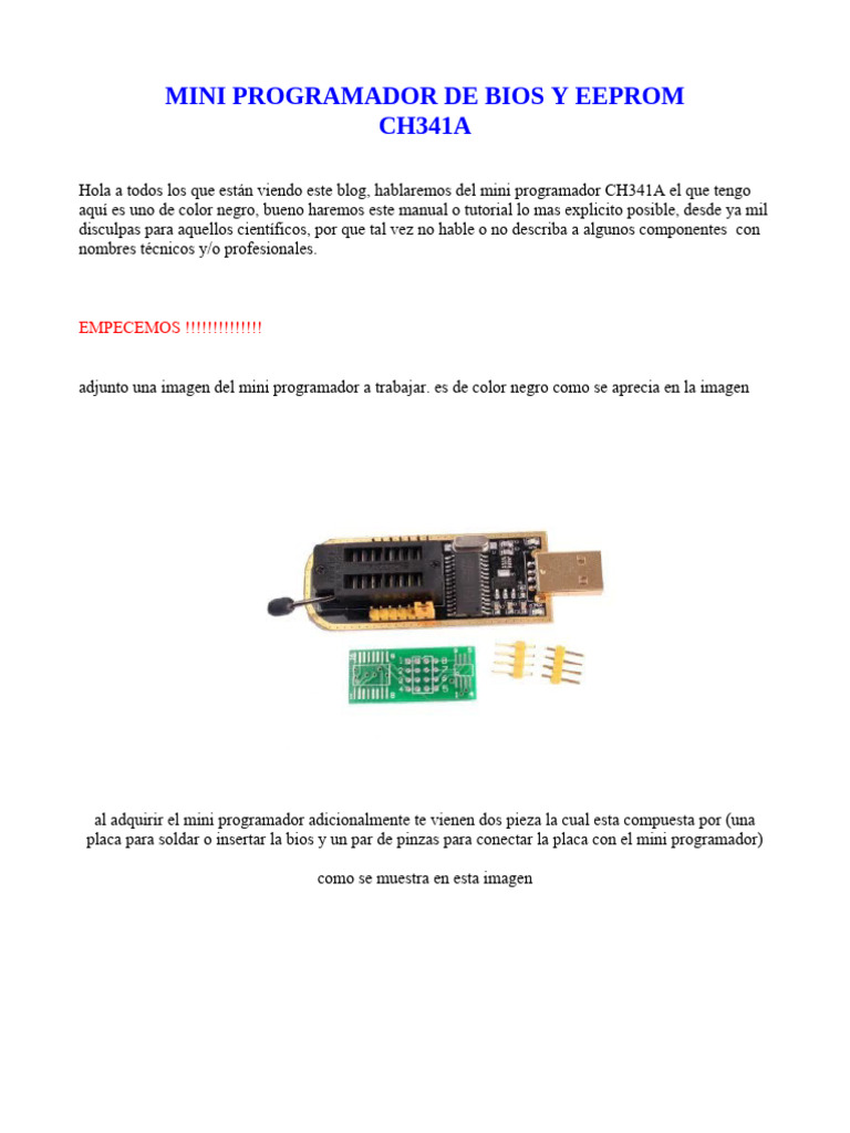 Mini Manual Program Ch341a | PDF | Bios | Impresora (Computación)
