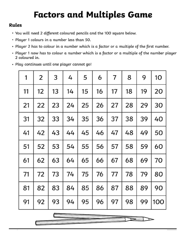 Multiples and Factors Game | PDF