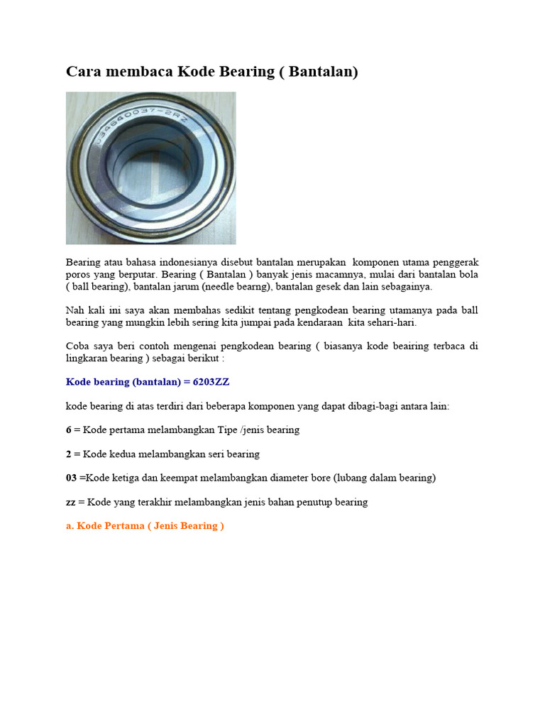Cara Membaca Kode Bearing | PDF