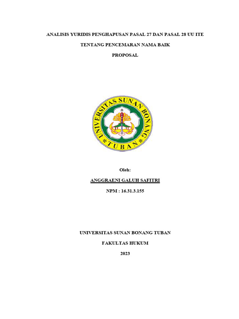 Analisis Yuridis Penghapusan Pasal 27 Dan Pasal 28 Uu Ite Tentang ...