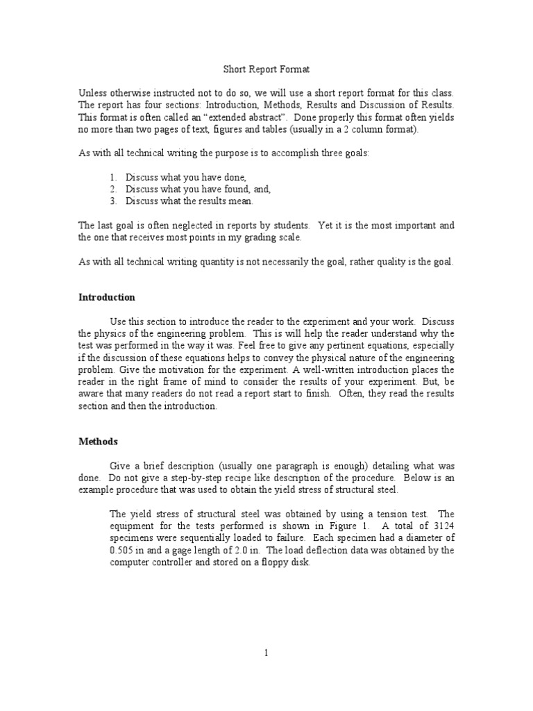 Short Report Format | PDF | Experiment | Deformation (Mechanics)