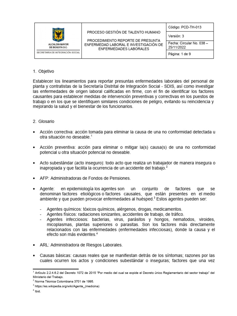 PCD TH 013 v3 Procedimiento Reporte Presunta Enferm Lab Investi ...