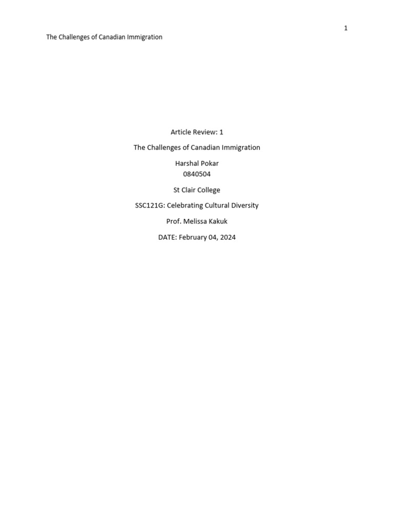 Challenges of Immigration in Canada | PDF | Immigration | Canada