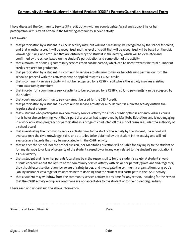 Community Service Credit Forms | PDF | Volunteering