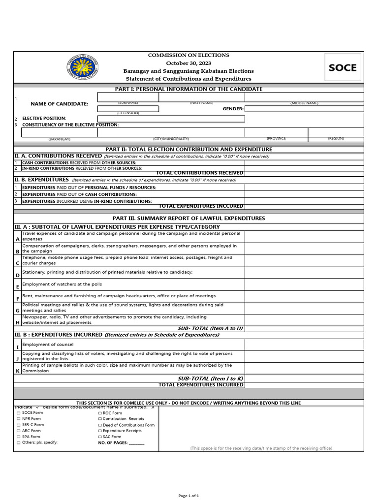 Soce2023bskeforms Form1 | Download Free PDF | Expense | Government