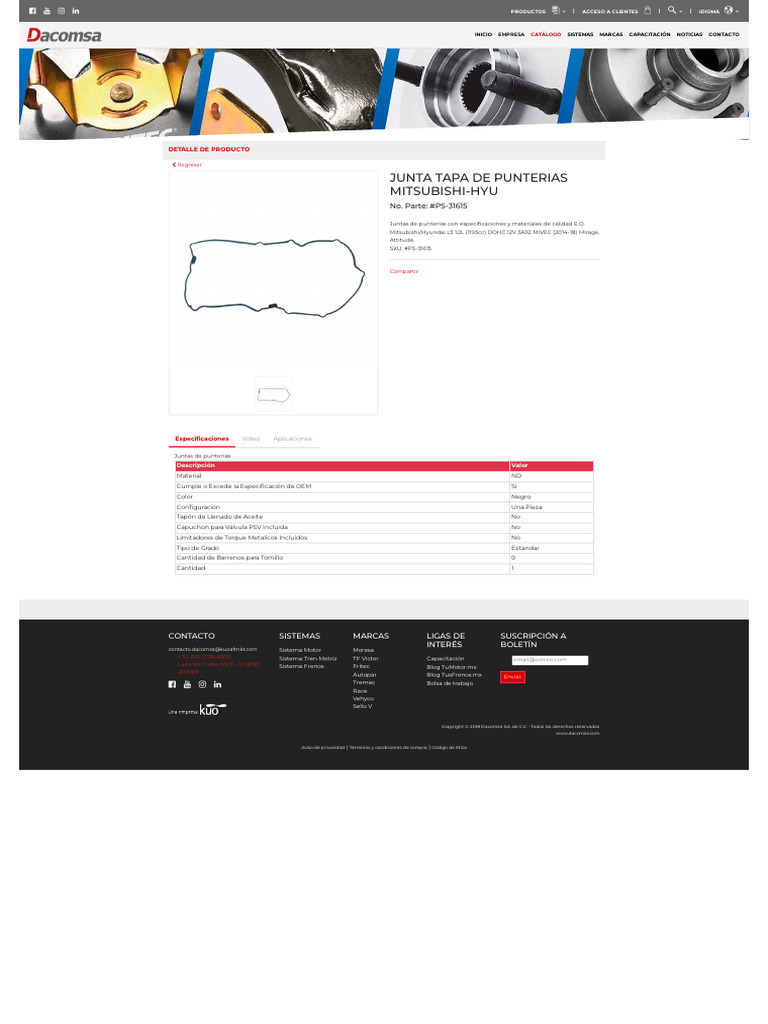 Junta Tapa de Punterias Mitsubishi-Hyu | PDF