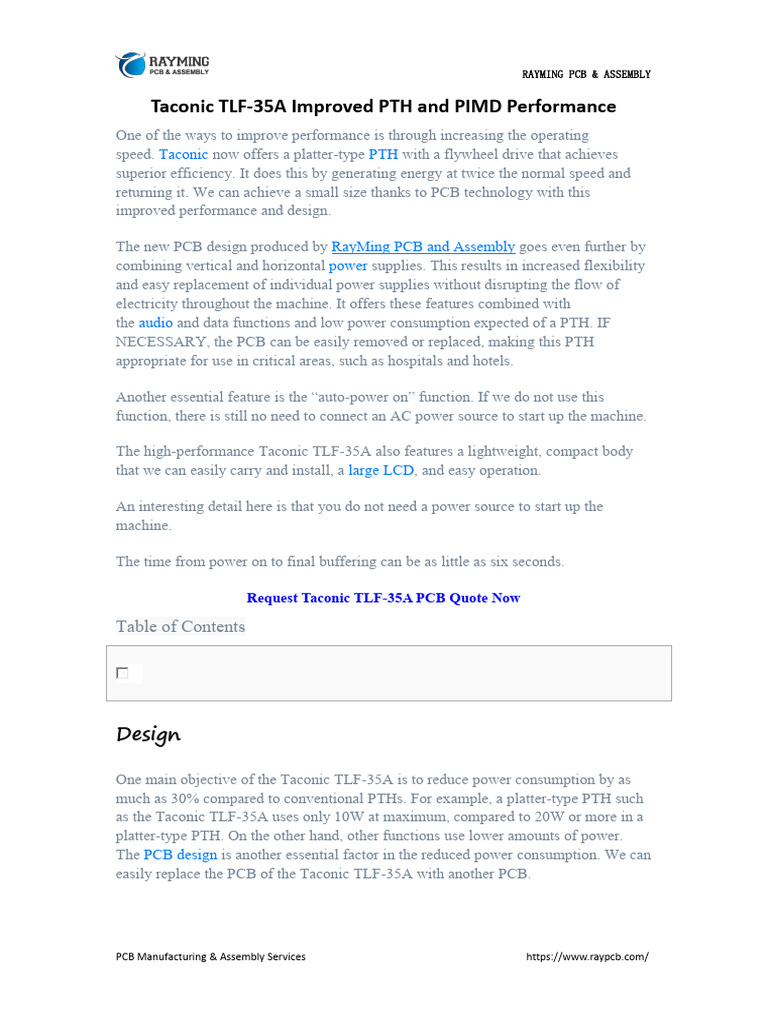 Taconic TLF-35A PCB Features & Benefits | PDF | Printed Circuit Board | Amplifier