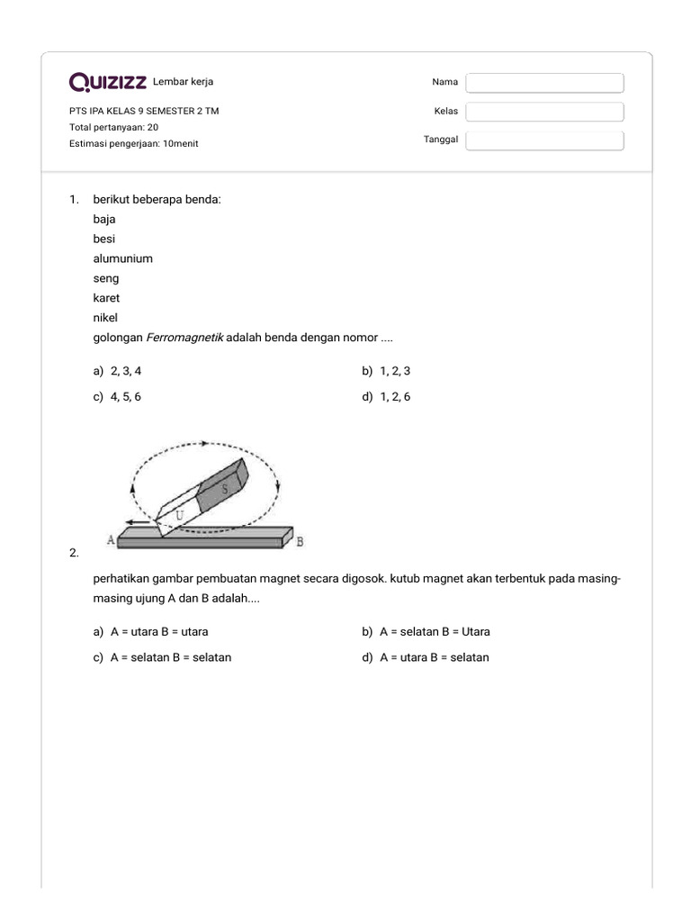 Pts Ipa Kelas 9 Semester 2 Tm Quizizz Pdf