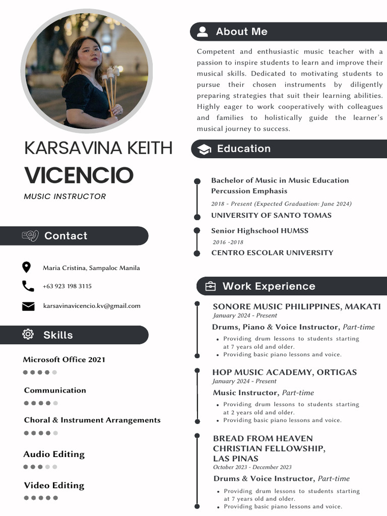Karsavina Keith Vicencio - Resume | PDF | Teachers | Music Education
