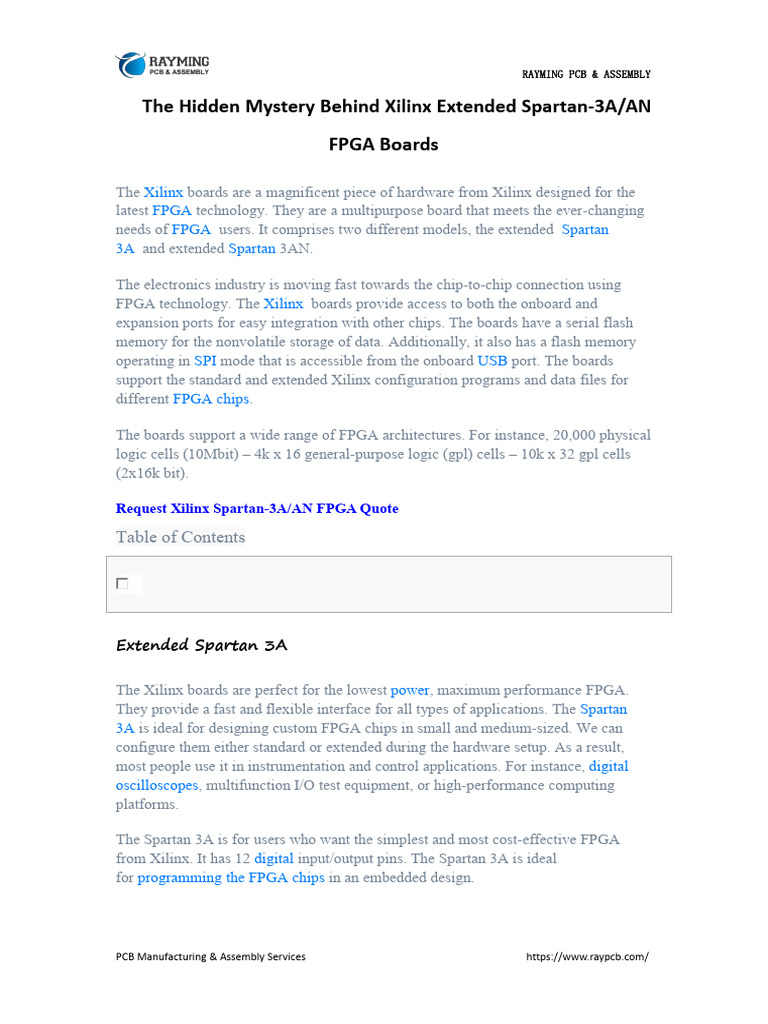 The Hidden Mystery Behind Xilinx Extended Spartan-3AAN FPGA Boards | PDF | Field Programmable ...