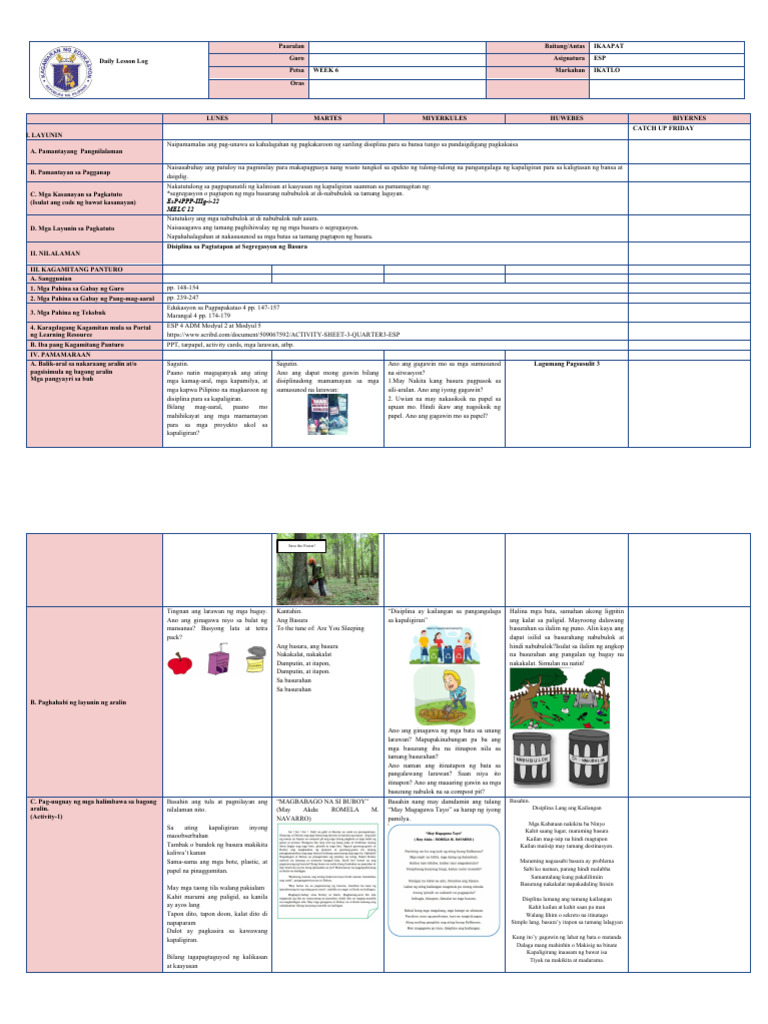 Q3 Esp 4 DLL Week 6 | PDF
