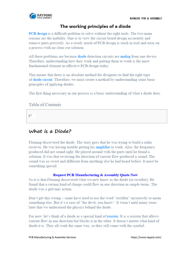 The Working Principles Of A Diode Pdf Diode Rectifier