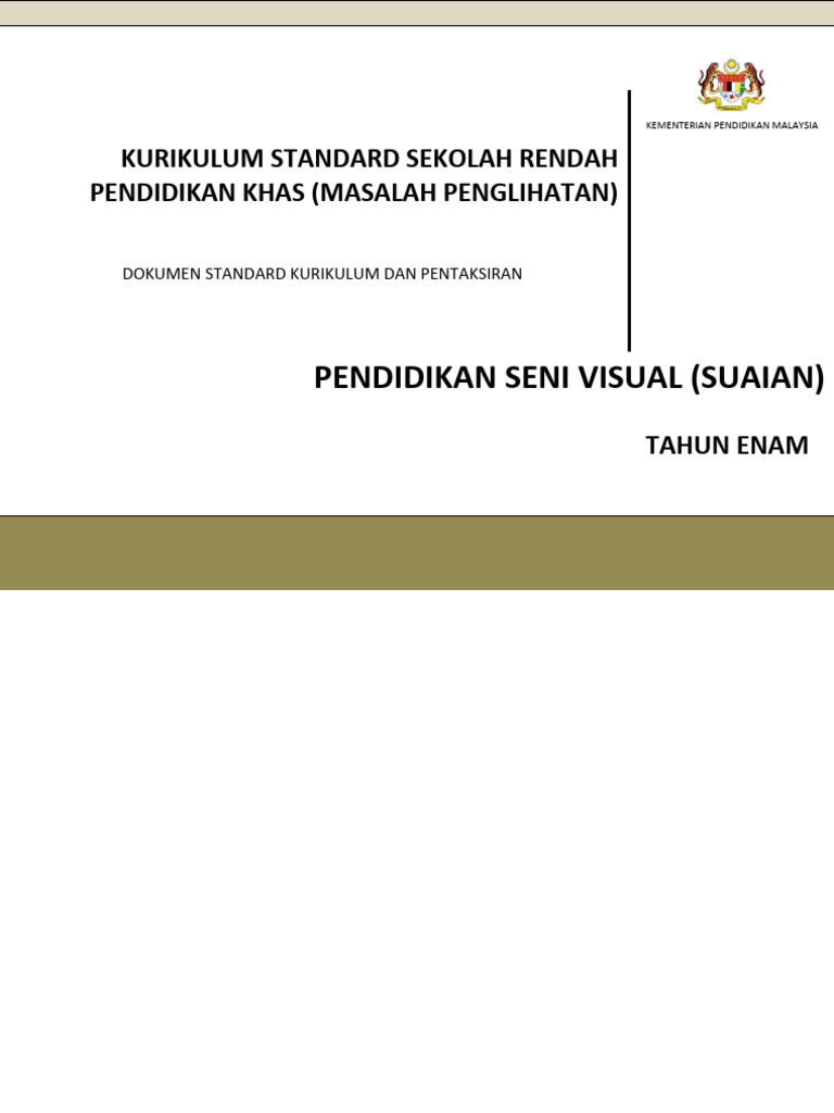 DSKP Pendidikan Seni Visual Suaian KSSR PKhas Masalah Penglihatan Tahun 6 | PDF | Karier ...