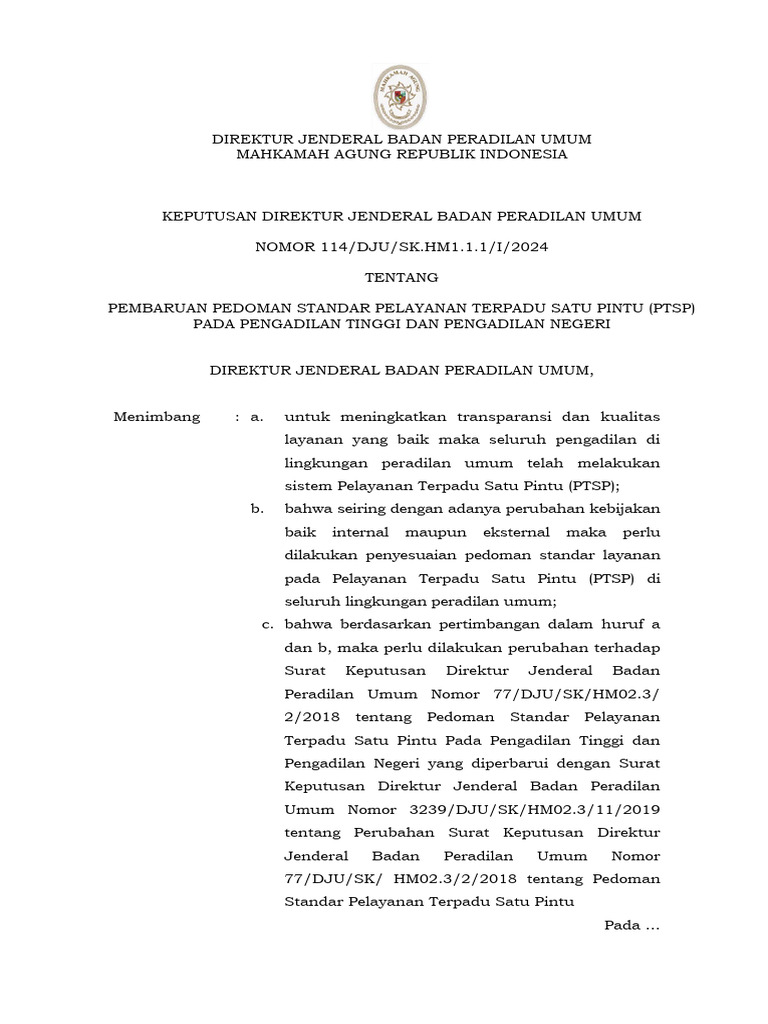 SK Pembaruan Pedoman PTSP 2024 Sign Dae37 | PDF | Komputer | Teknologi & Rekayasa