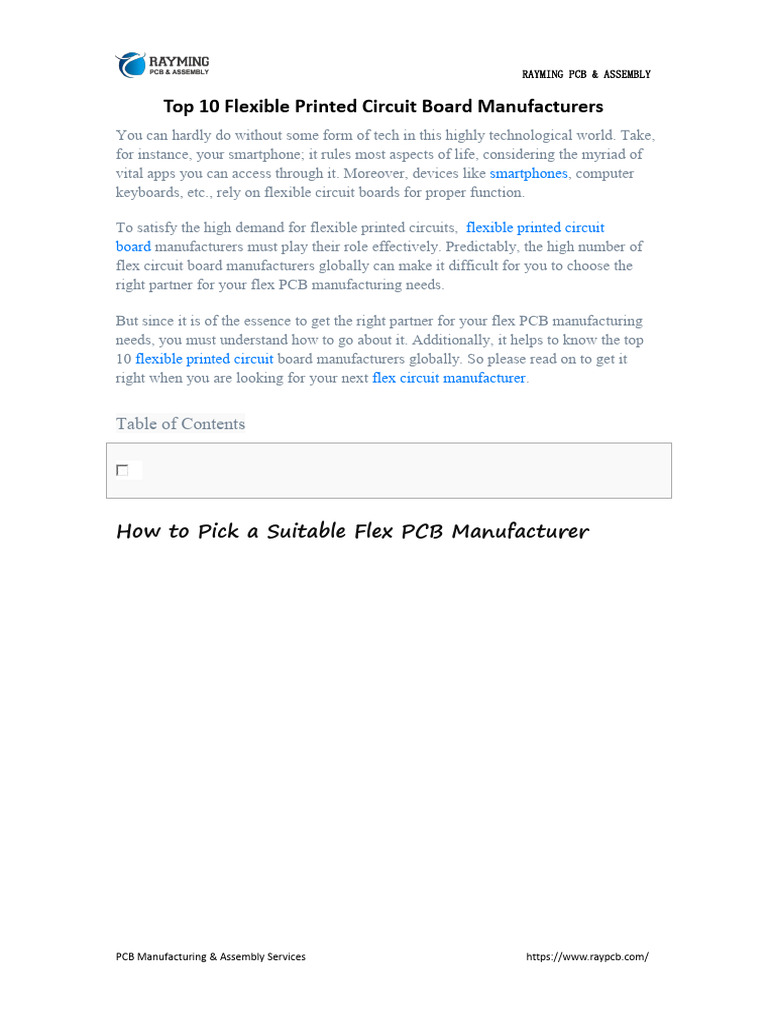 Flexible PCB Manufacturer Guide | PDF | Printed Circuit Board ...