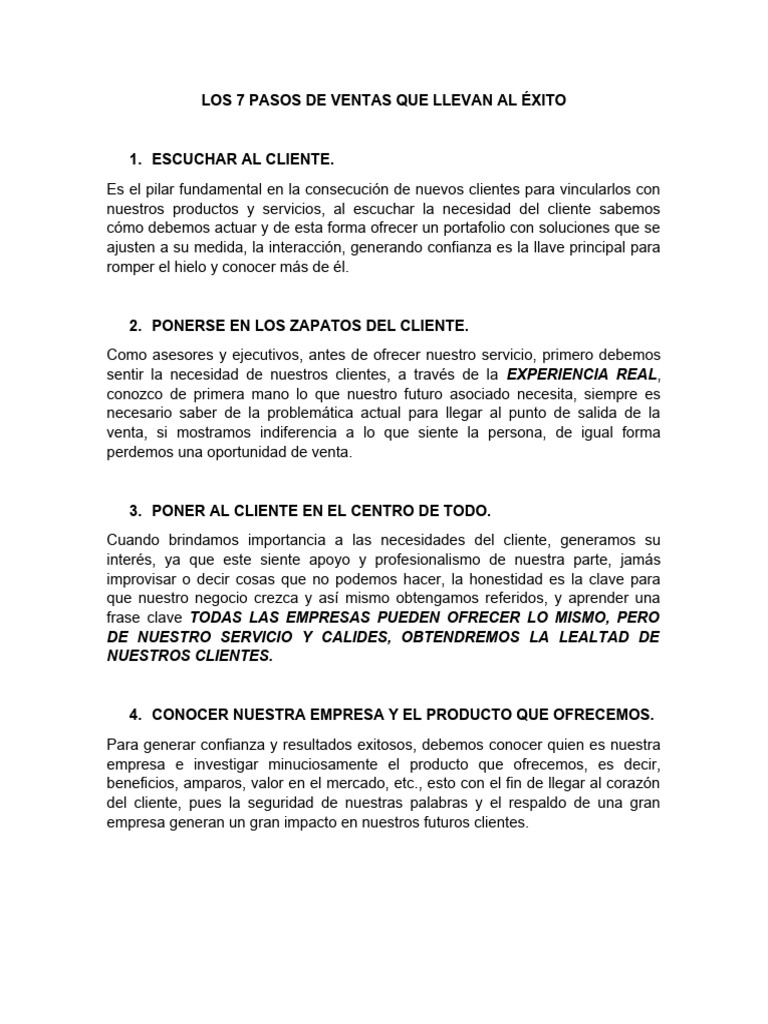 7 Pasos Clave para Éxito en Ventas | PDF | Cliente | Business