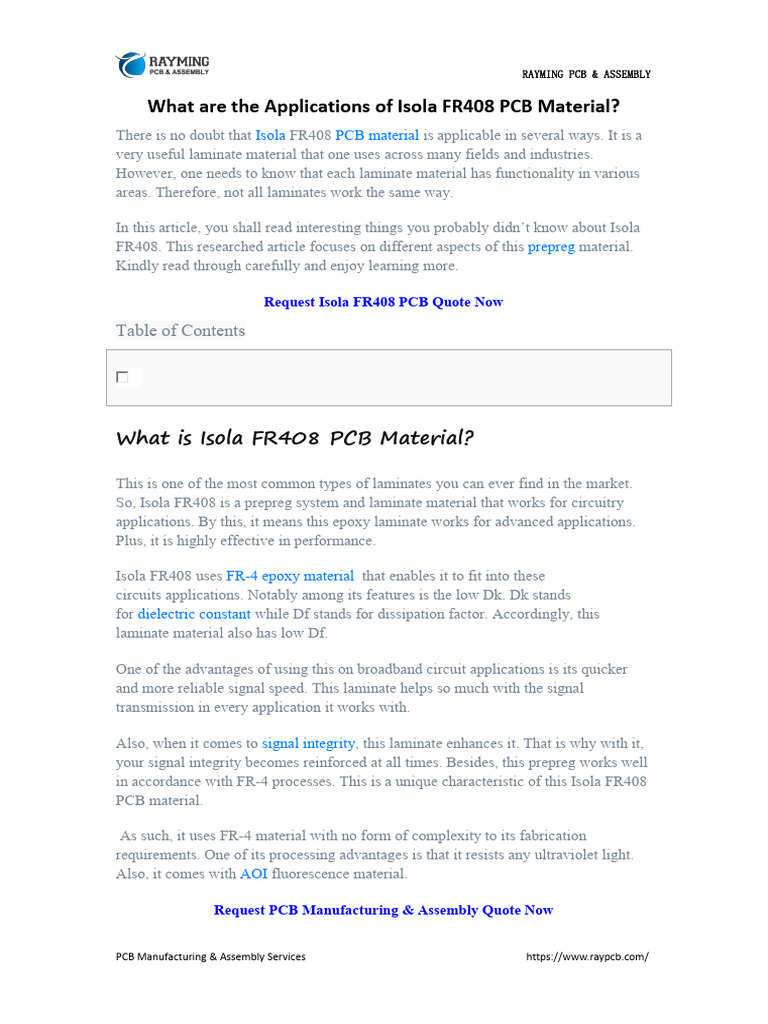 What Are The Applications of Isola FR408 PCB Material | PDF | Printed ...