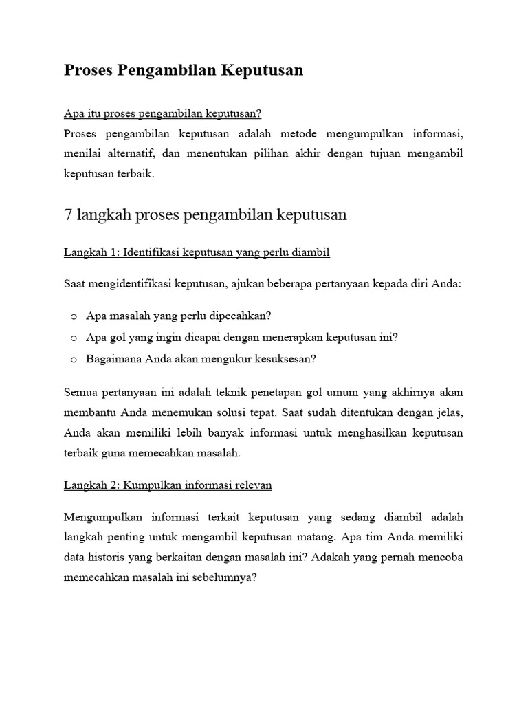 7 Langkah Efektif Pengambilan Keputusan | PDF