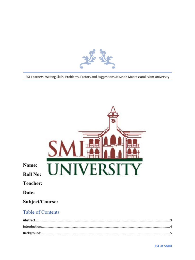 Final Report SMIU | PDF | English As A Second Or Foreign Language ...