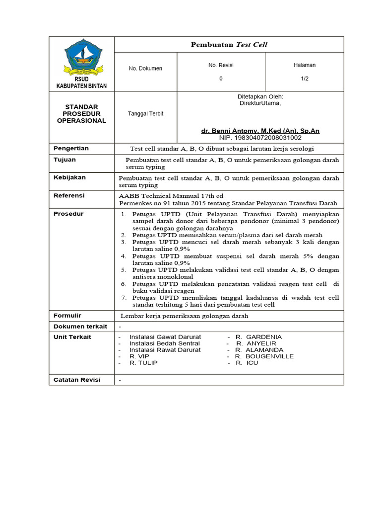 Sop Pembuatan Test Cell | PDF
