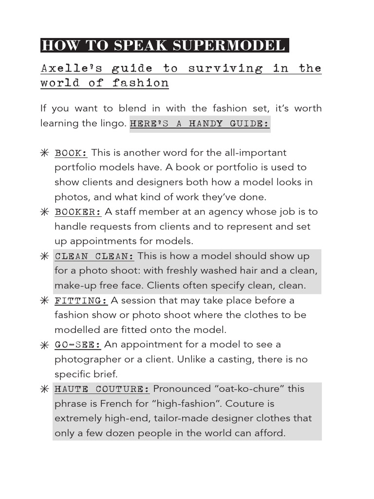 Model Under Cover How To Speak Supermodel | PDF | Clothing | Fashion