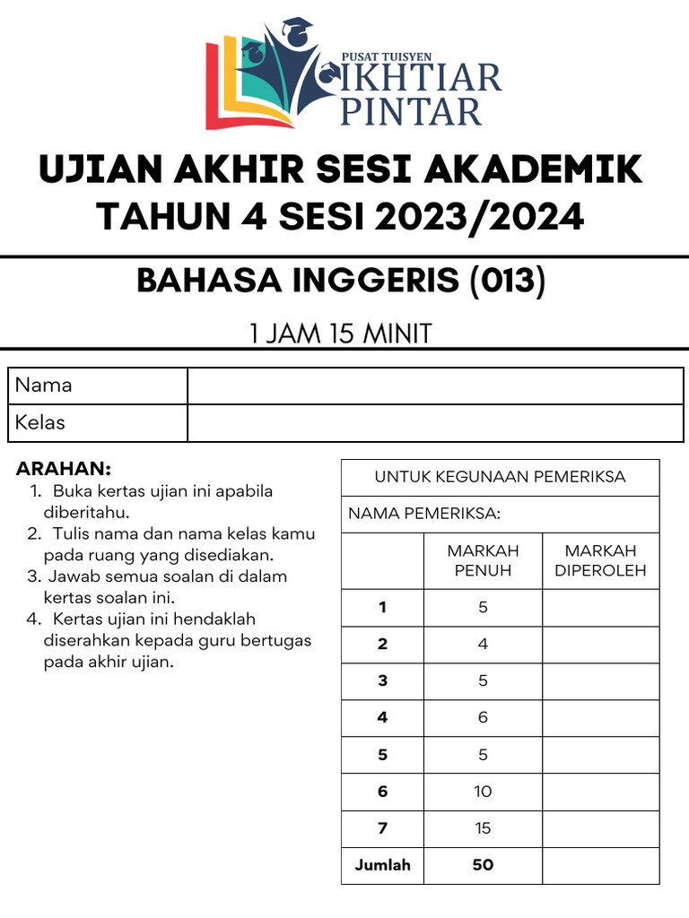 Uasa Y4 Term 3 Exam | PDF