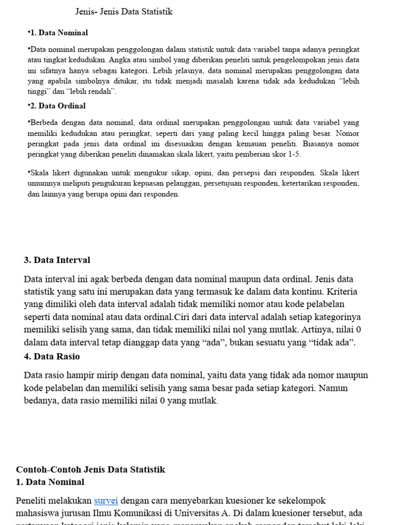 Jenis Data Statistik dan Contohnya | PDF | Karier & Perkembangan