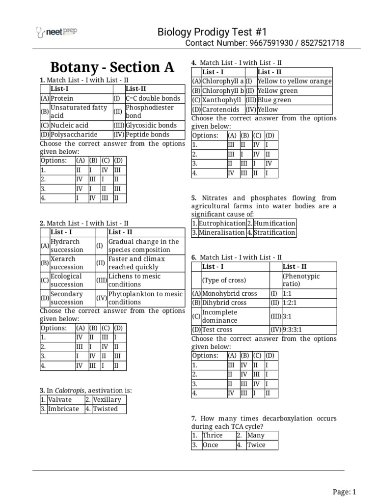 Biology Prodigy Test #1 | PDF | Meiosis | Biology