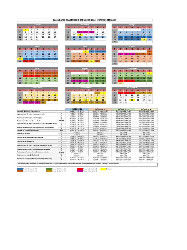 Calendário Acadêmico UEM 2024 | PDF