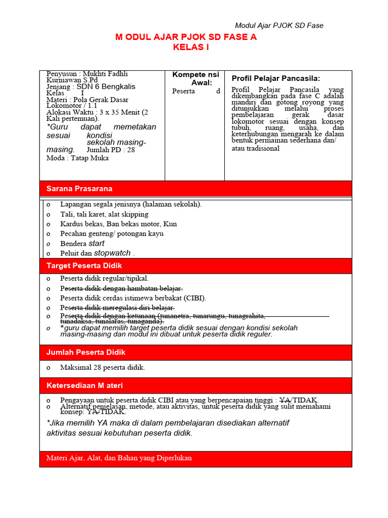 RPP KELAS 1. Kurikulum Merdeka | PDF | Karier & Perkembangan