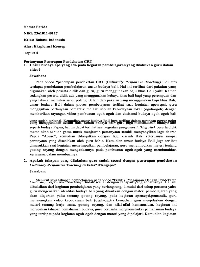 PDF Farida Eksplorasi Konsep Pertanyaan Penerapan Pendekatan CRT - Compress | PDF