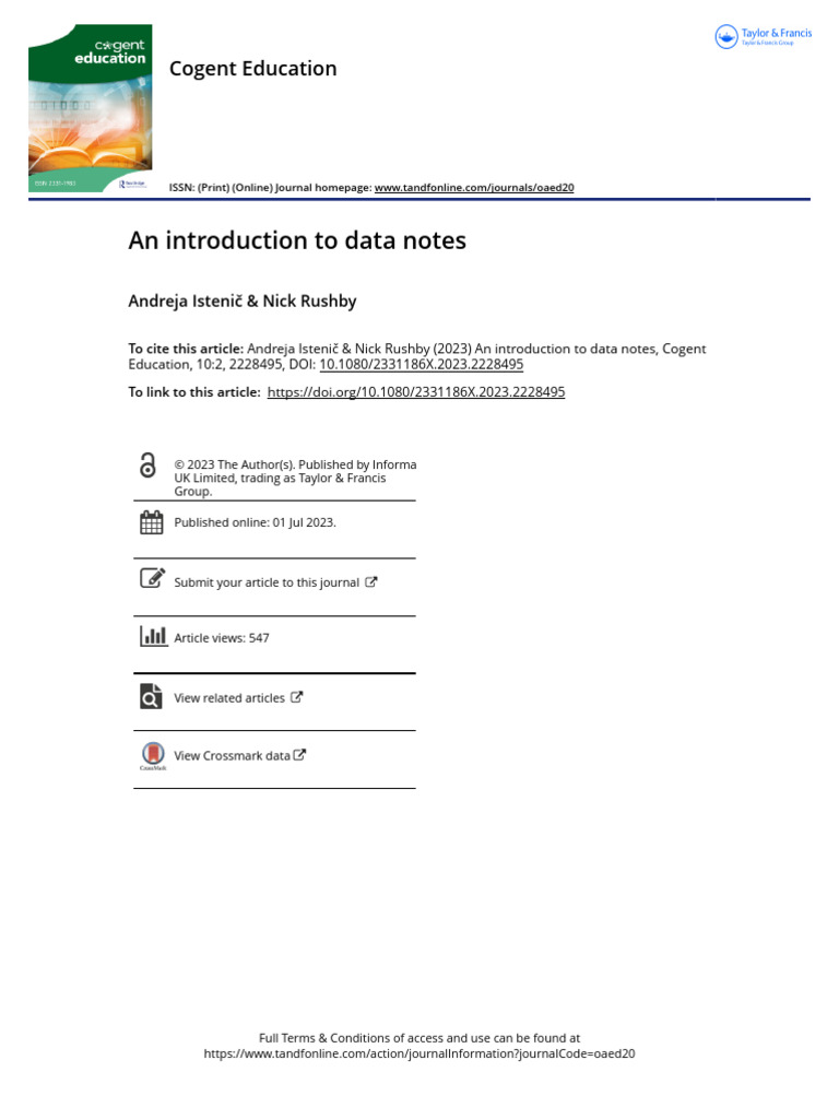 An Introduction To Data Notes | PDF | Academic Publishing | Data