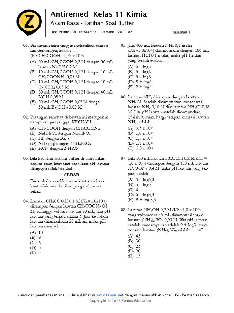 (123dok - Com) Asam Basa Latihan Soal Buffer | PDF