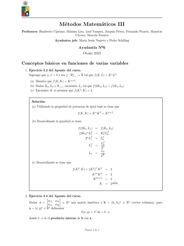 M Etodos Matem Aticos III: Conceptos B Asicos en Funciones de Varias Variables | PDF | Función ...