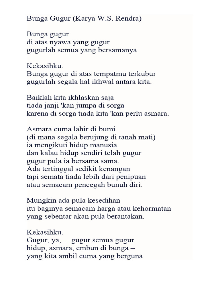 Bunga Gugur | PDF | Seni | Puisi