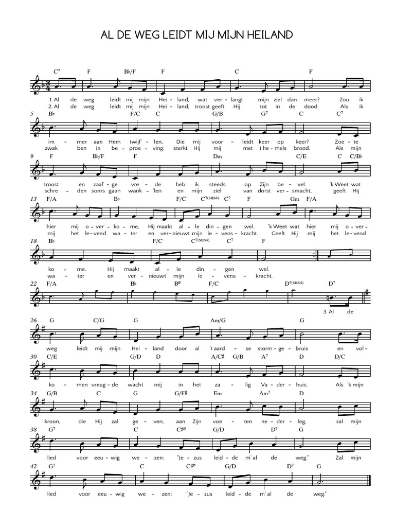 Joh de Heer 5 - Al de Weg Leidt Mij Mijn Heiland - Leadsheet | PDF