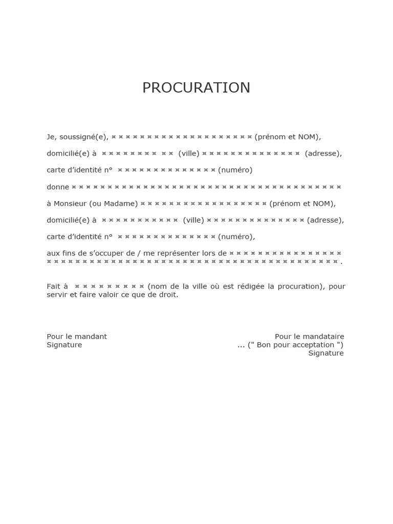 Modèle de procuration au Sénégal | PDF