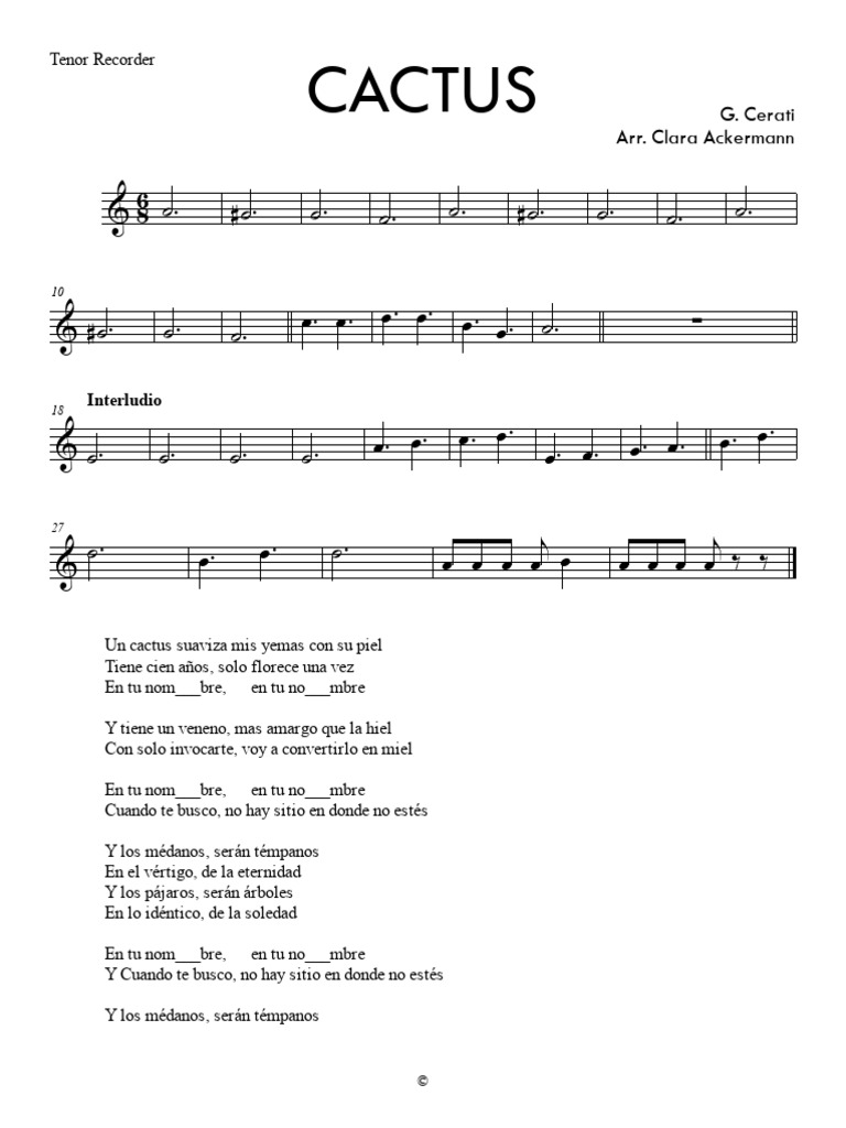 CACTUS - Tenor Recorder | PDF