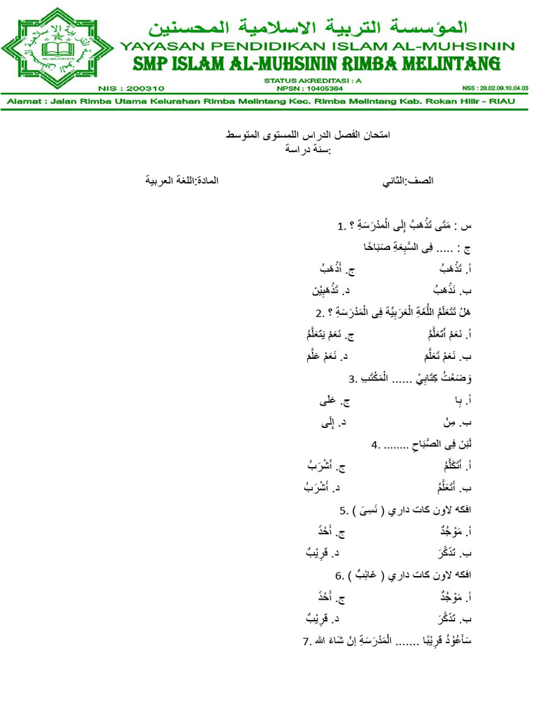 Bahasa Arab Kelas 2 Banat Pdf