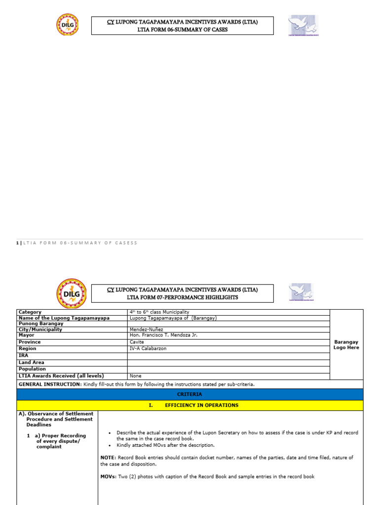 LTIA Meeting Summary and Assessment Guide | PDF | Mediation | Justice