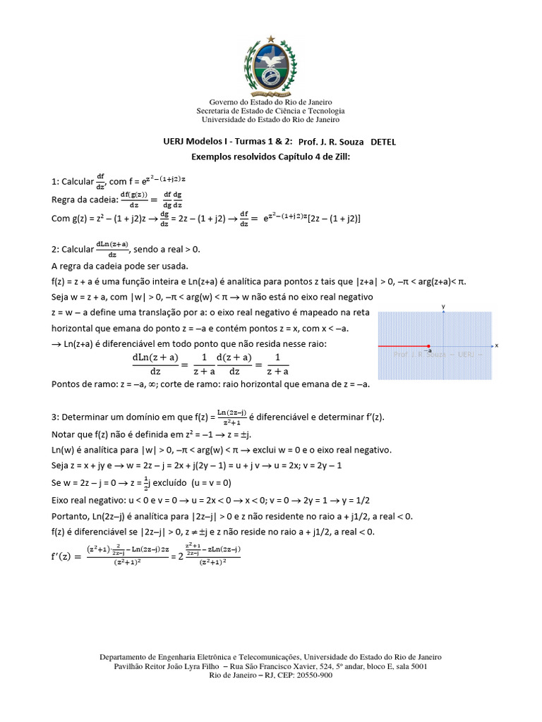 Exemplos Resolvidos de Cálculo Complexo | PDF | Objetos matemáticos | Analise matemática