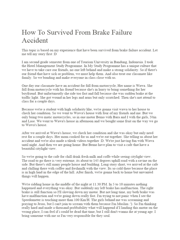 How To Survived From Brake Failure Accident | PDF | Brake
